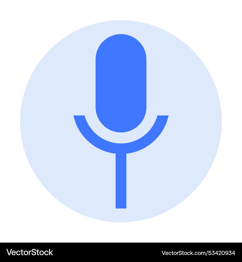 Blue microphone icon in circular light Royalty Free Vector