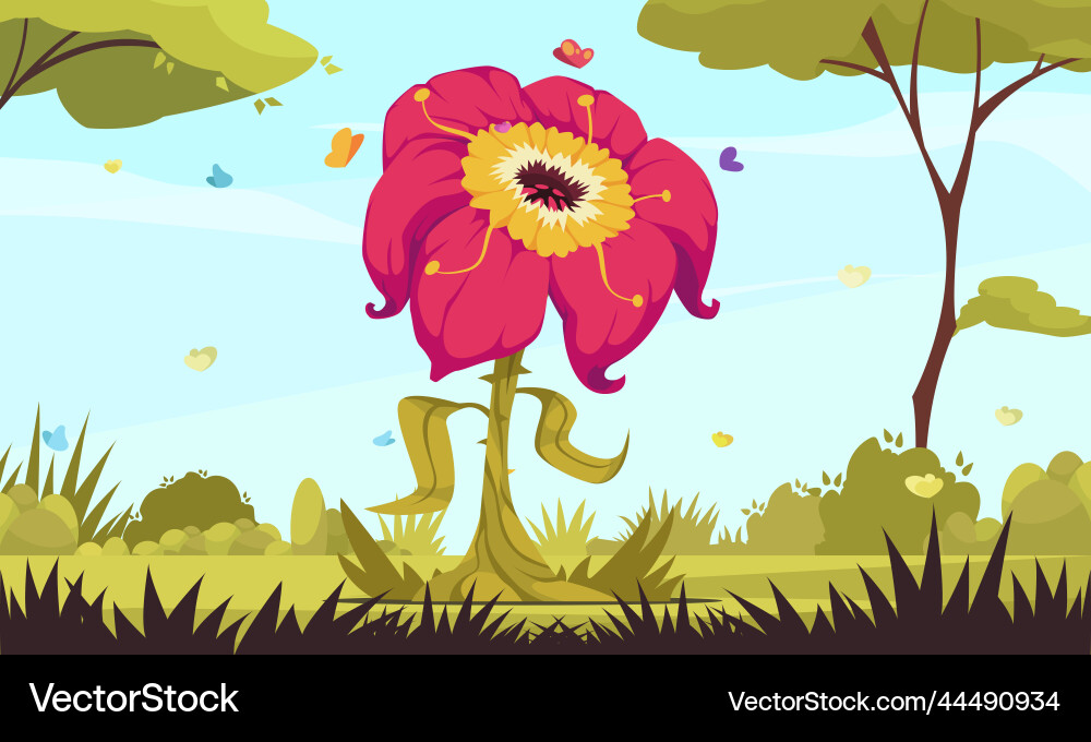 Carnivorous plant cartoon Royalty Free Vector Image