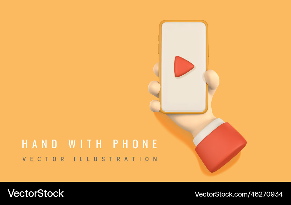 Cartoon character hand with smart phone scrolling Vector Image