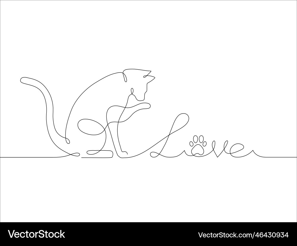 Cat one line Zeichnungskunst Lizenzfreies Vektorbild