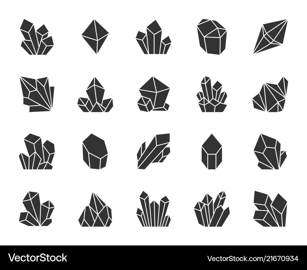 Crystal Gemstone Icon Set Royalty Free Vector Image