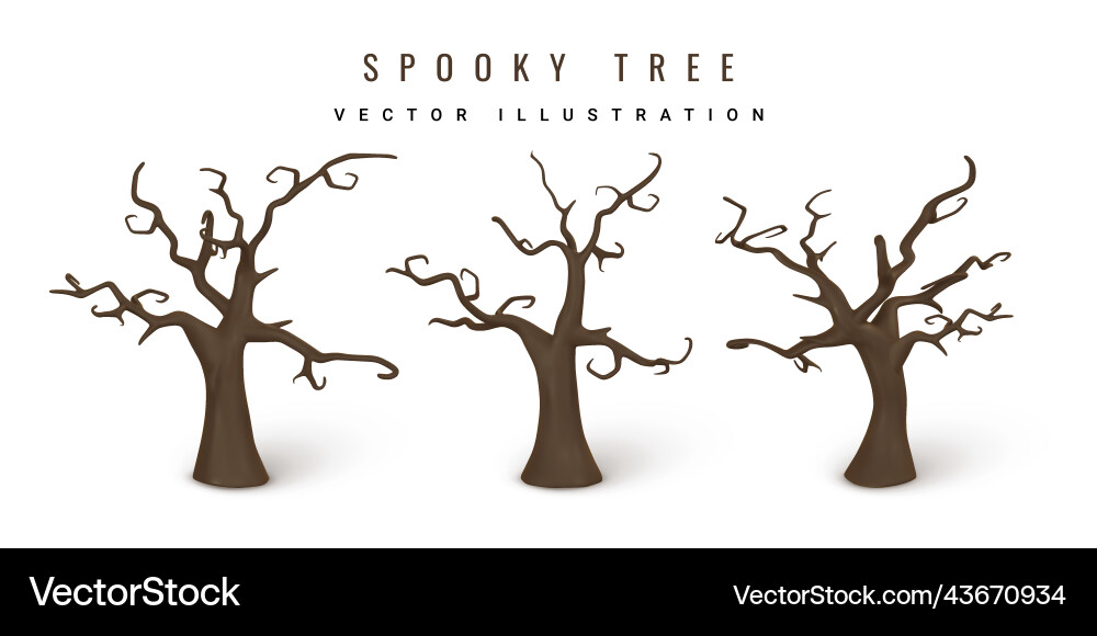 Cute cartoon 3d halloween dark tree Royalty Free Vector