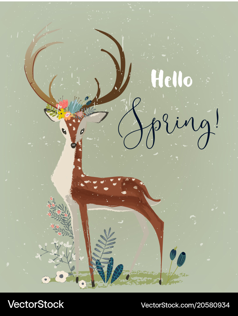 Deer with flowers Royalty Free Vector Image - VectorStock