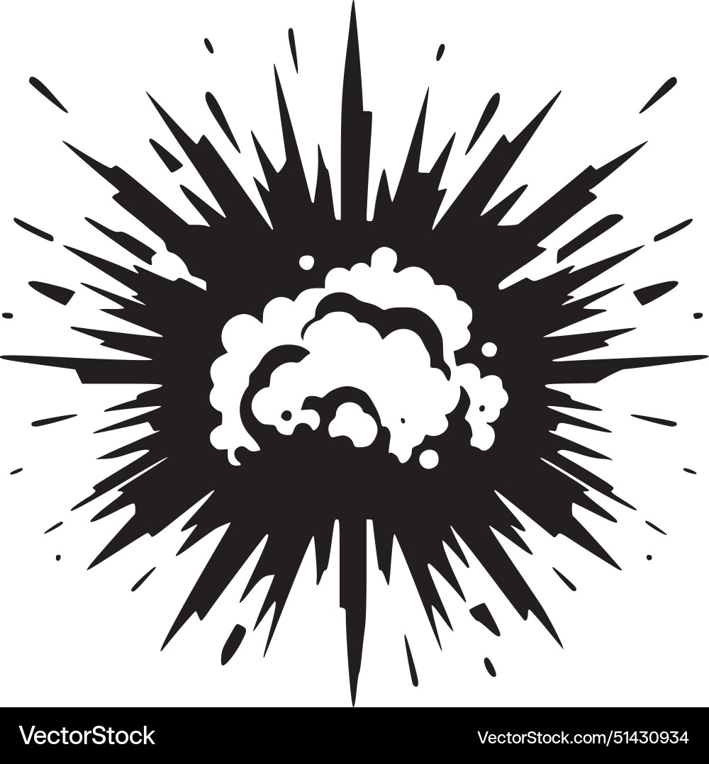 Explosion - black and white Royalty Free Vector Image