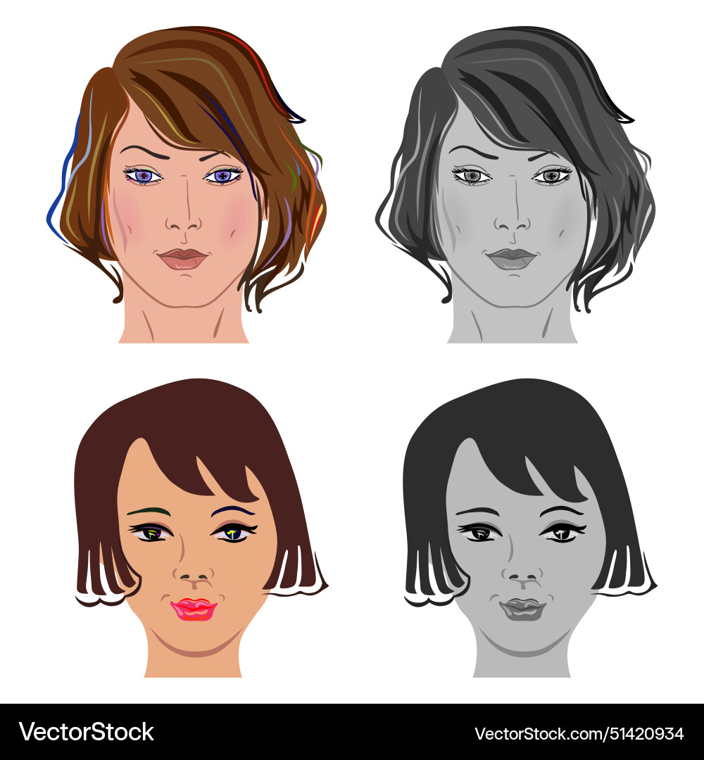 Front view girl face isolated on white background Vector Image