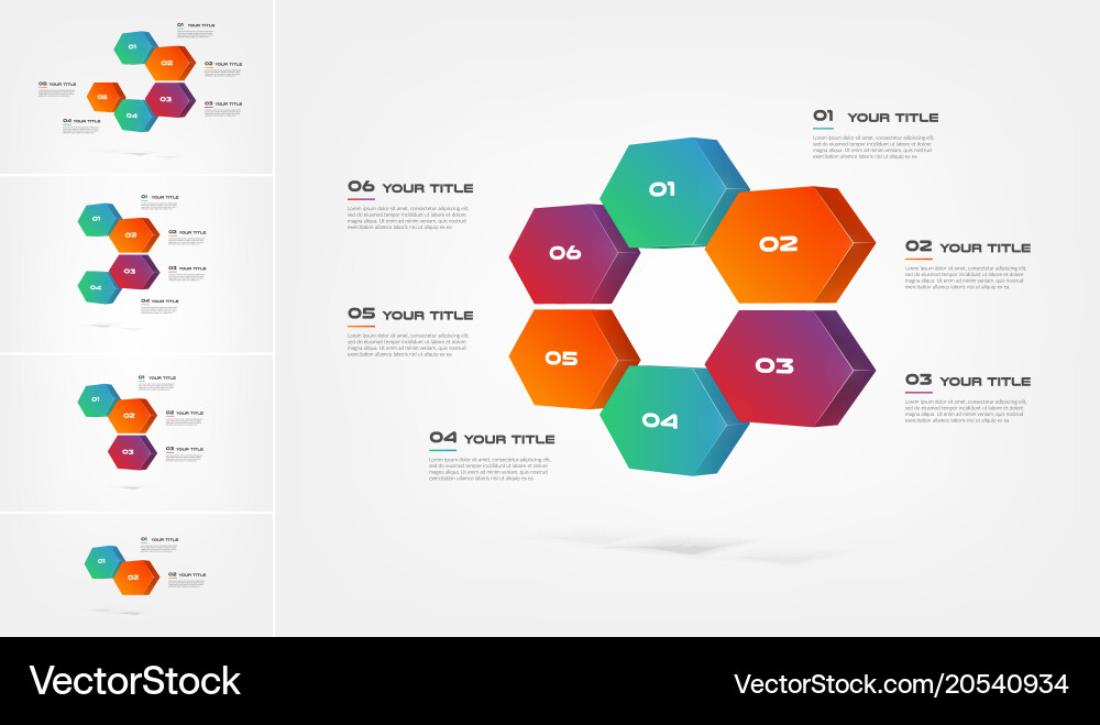Honeycombs 3d gradient infographics step Vector Image