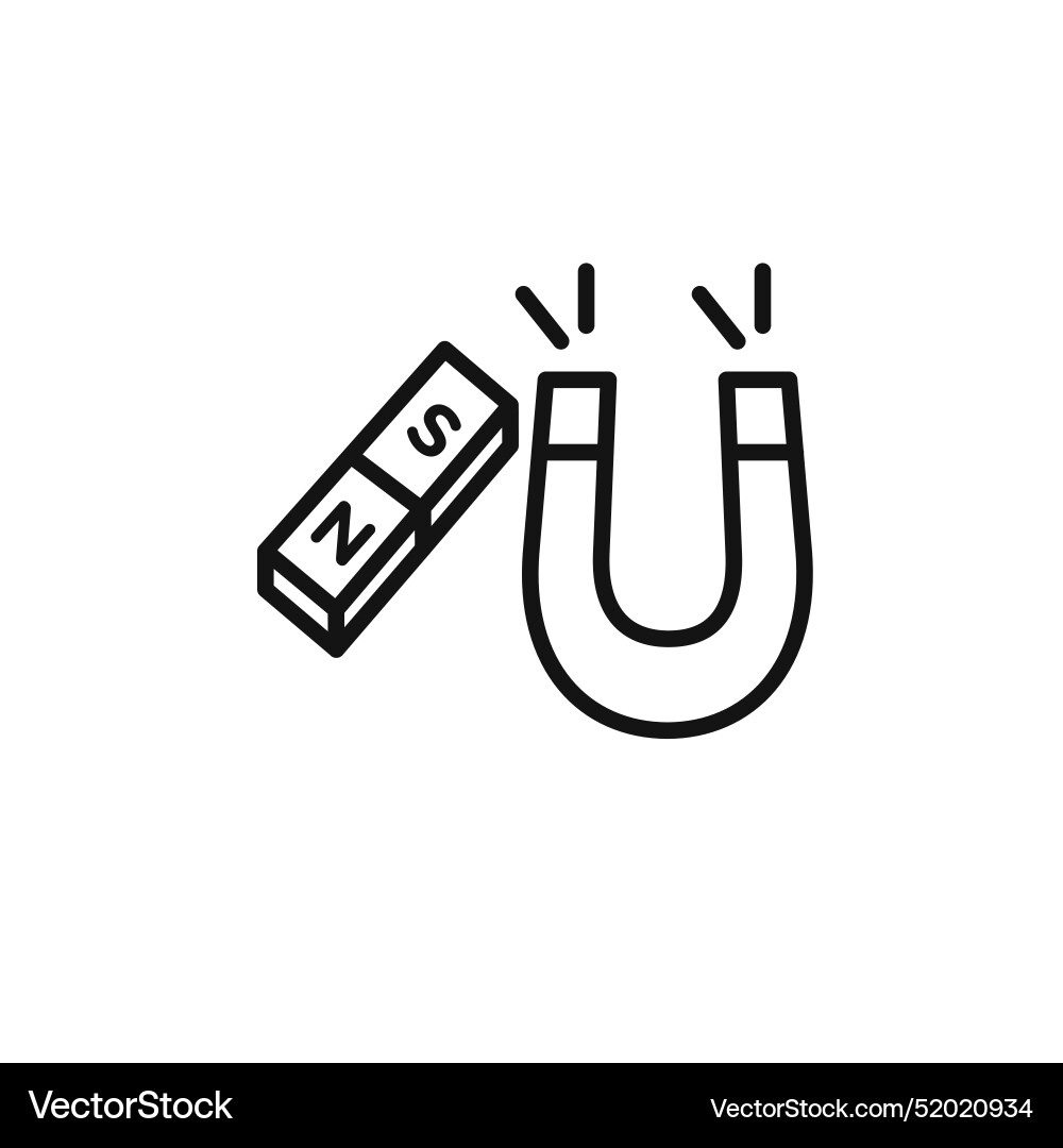 Magnet icon outline collection in black Royalty Free Vector