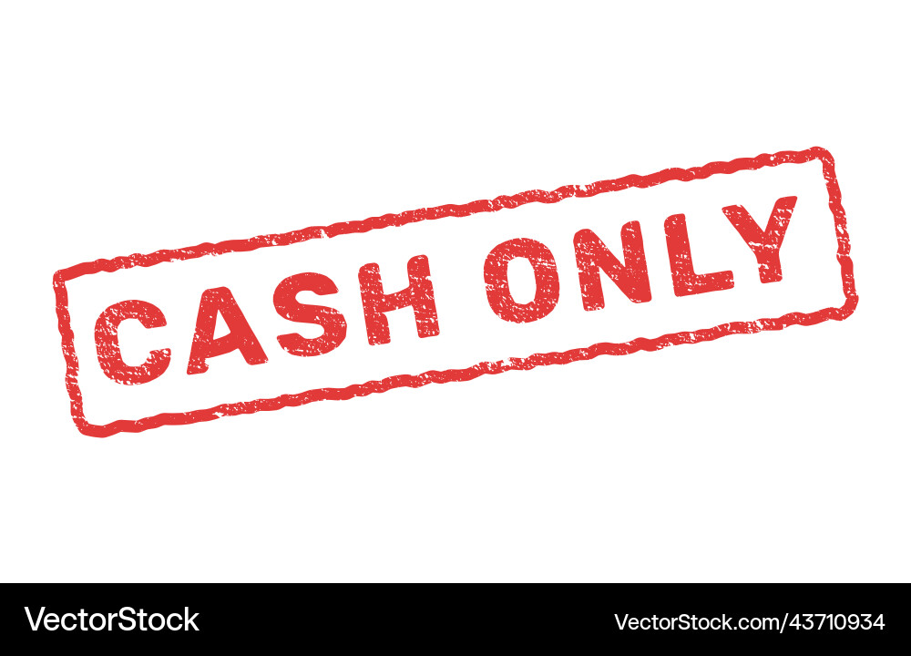Only Cash Stamp Grunge Red Royalty Free Vector Image