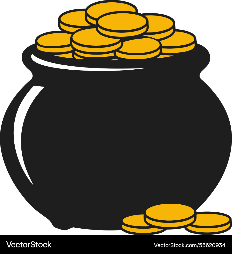 Pot of gold coins Royalty Free Vector Image - VectorStock