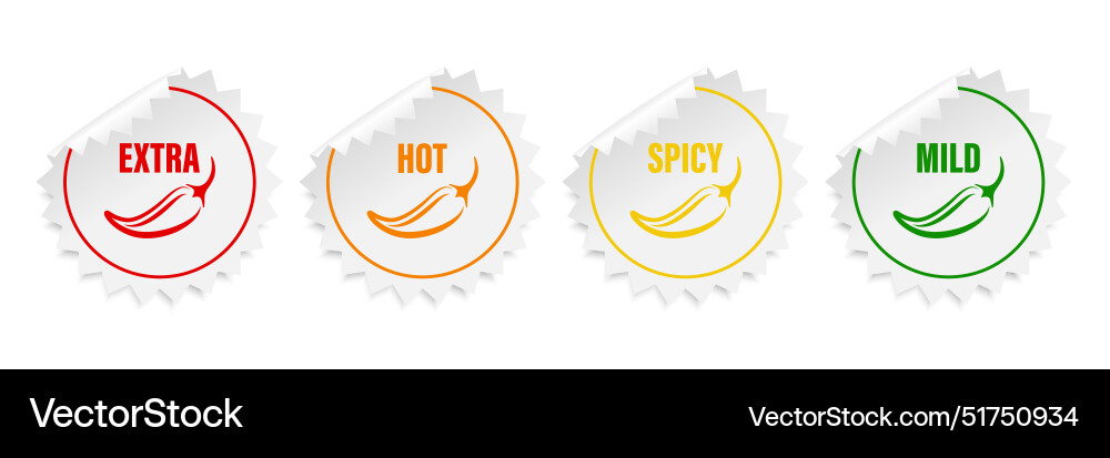 Realistic round stickers with spicy chili Vector Image