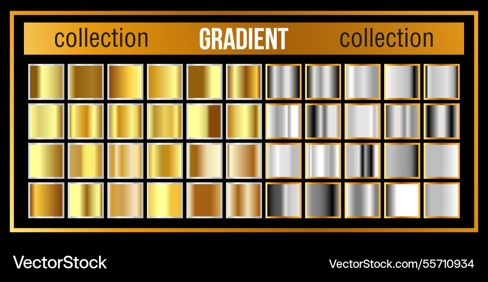 Set of gold rose silver texture gradation Vector Image