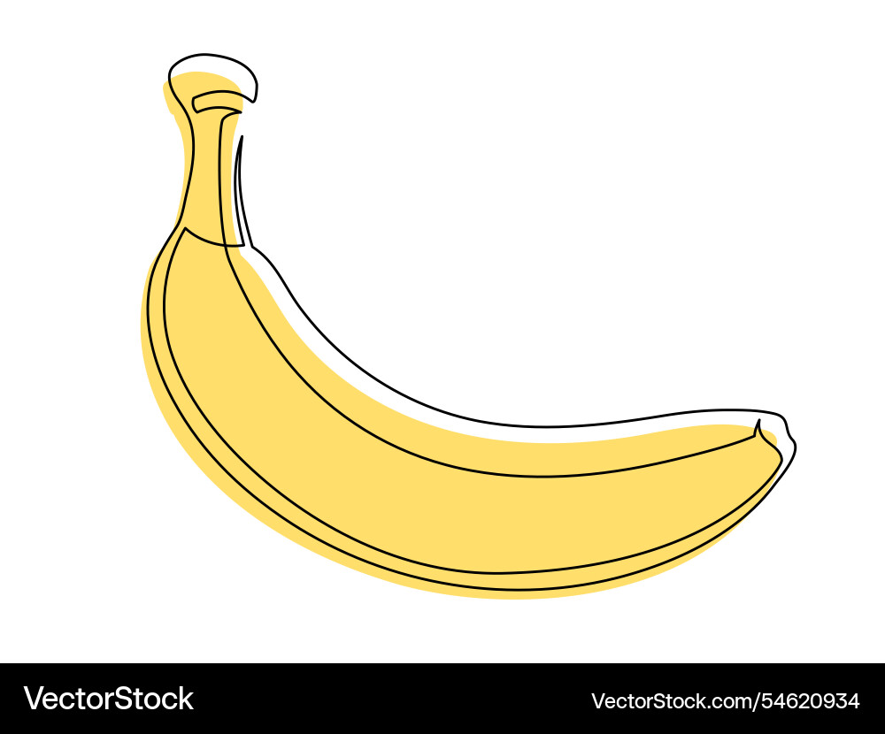 Single yellow banana line Royalty Free Vector Image