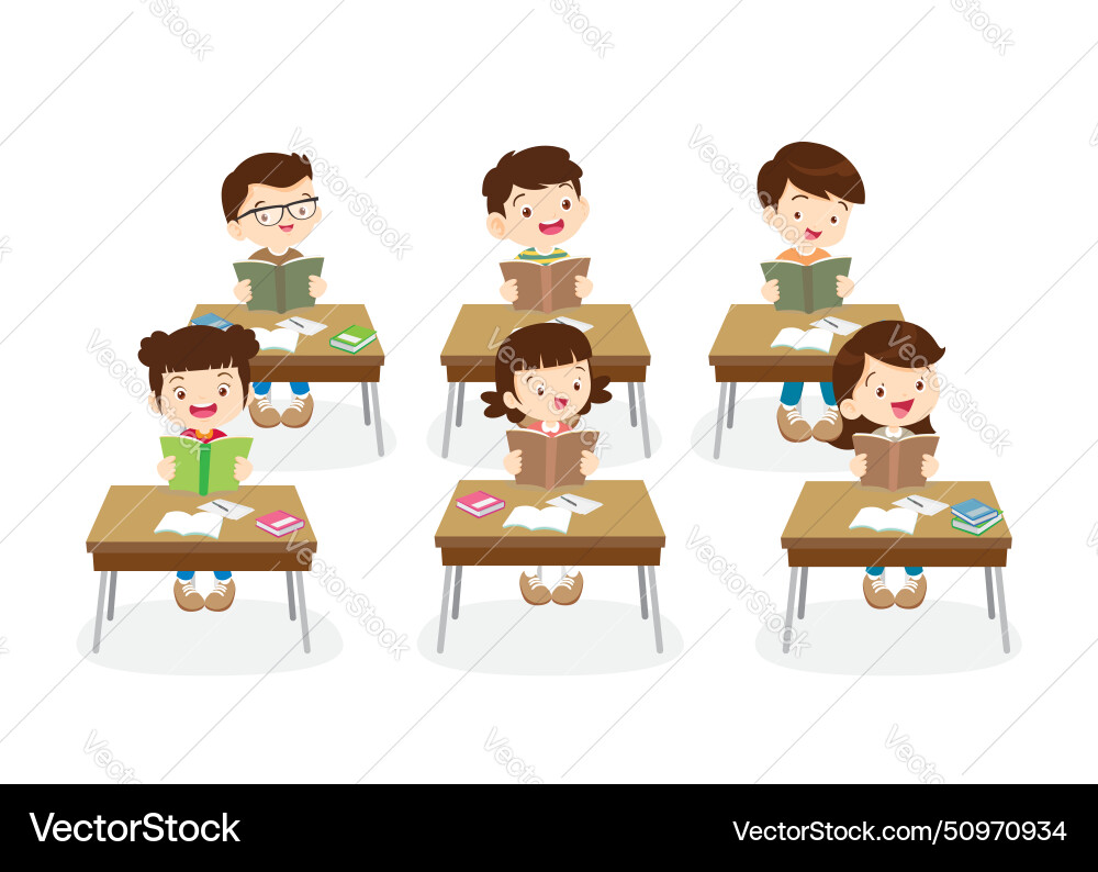 Students and teacher in classroom Royalty Free Vector Image