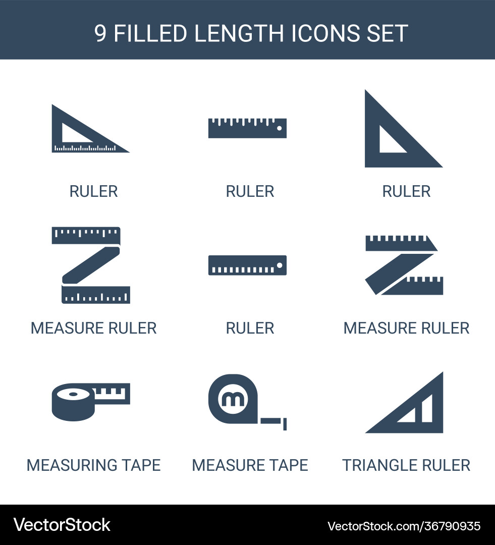 9 length icons Royalty Free Vector Image - VectorStock