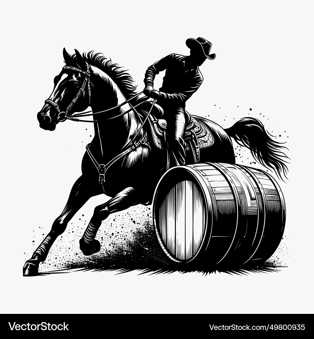 Barrel racing silhouette file Royalty Free Vector Image