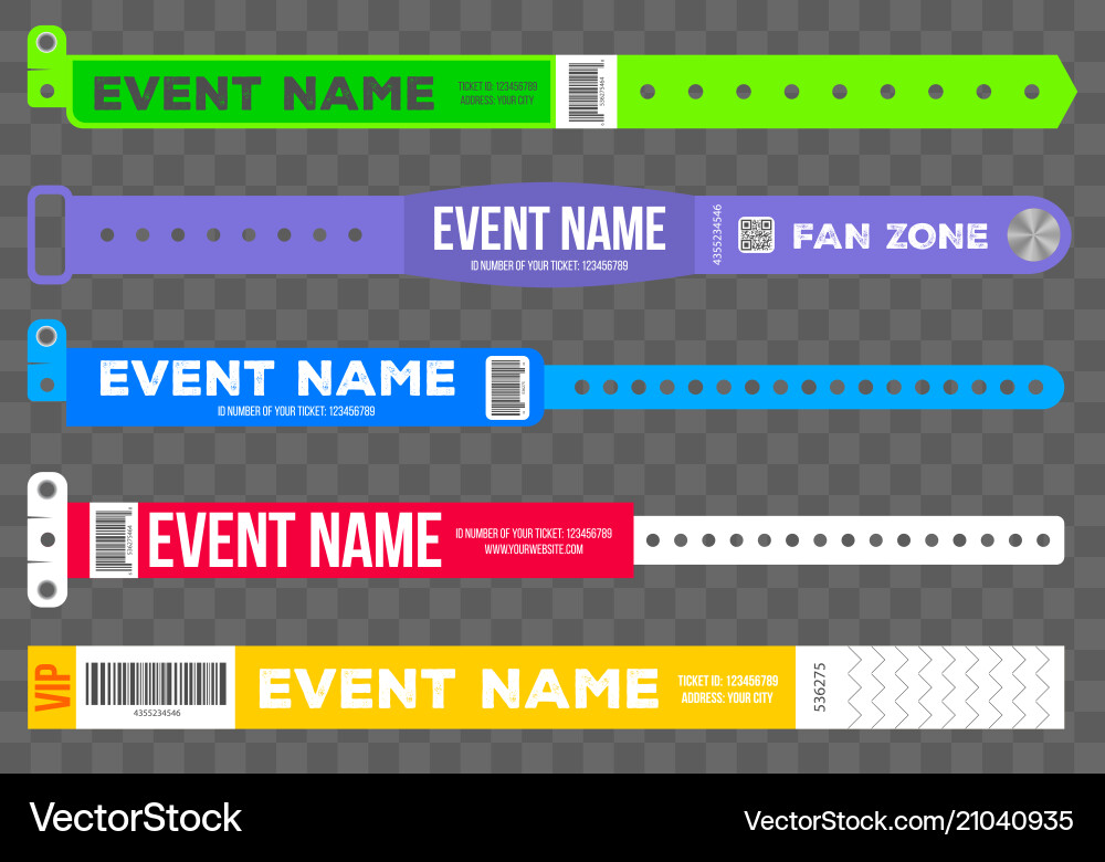 Colorful Wristbands - Event Access Royalty Free Vector Image