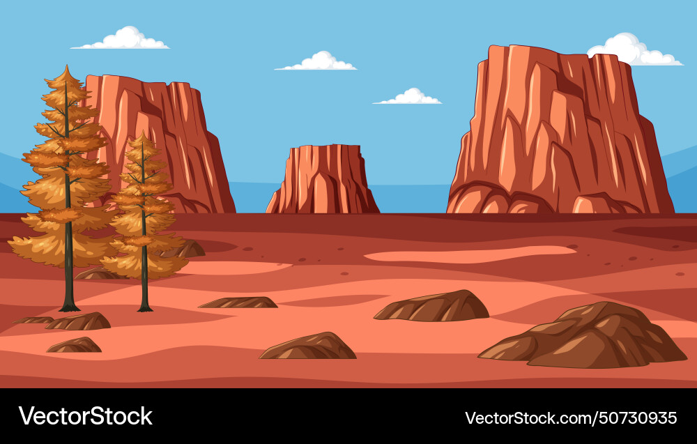 Desert landscape with cliffs Royalty Free Vector Image
