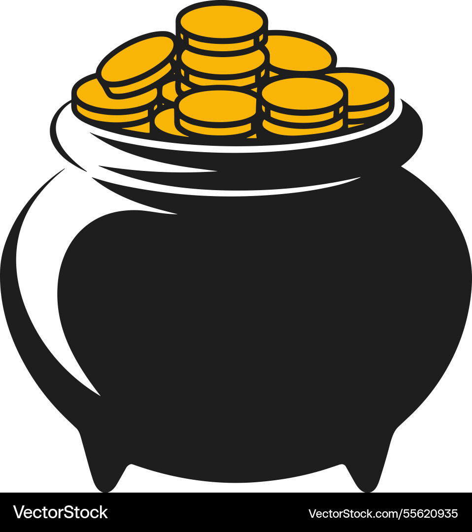Golden treasure pot Royalty Free Vector Image - VectorStock