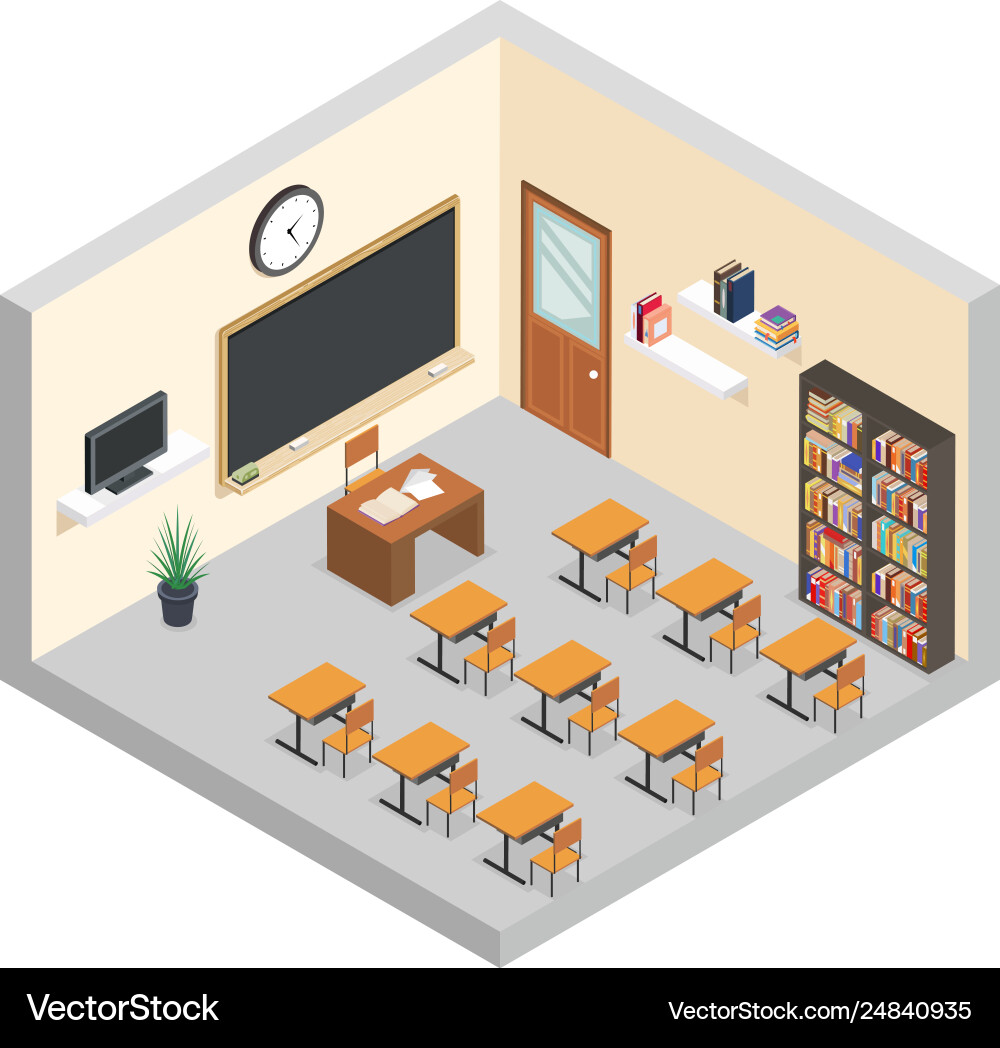 Isometric Classroom Education Room Royalty Free Vector Image