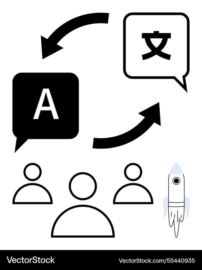 Language translation process with speech bubbles Vector Image