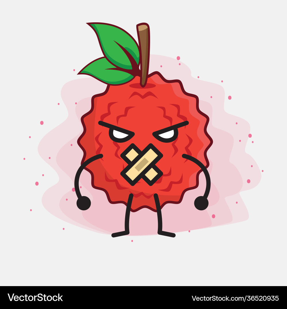 Lychee fruit cute character with simple face Vector Image