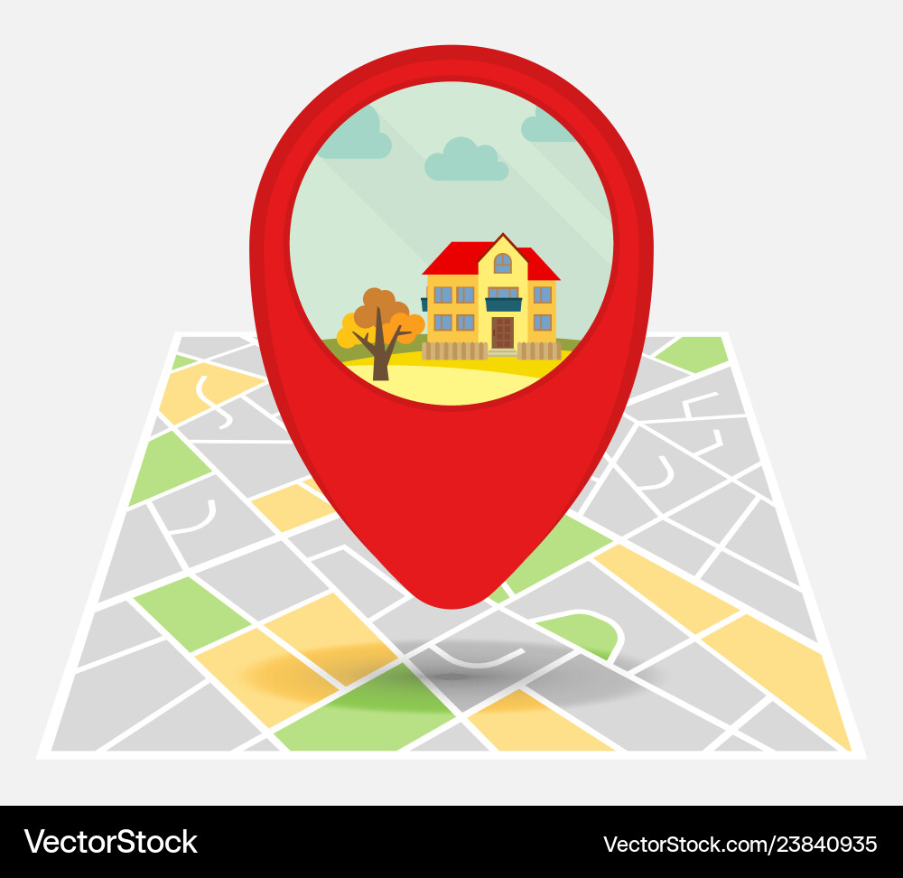 Map of an imaginary city with point Royalty Free Vector