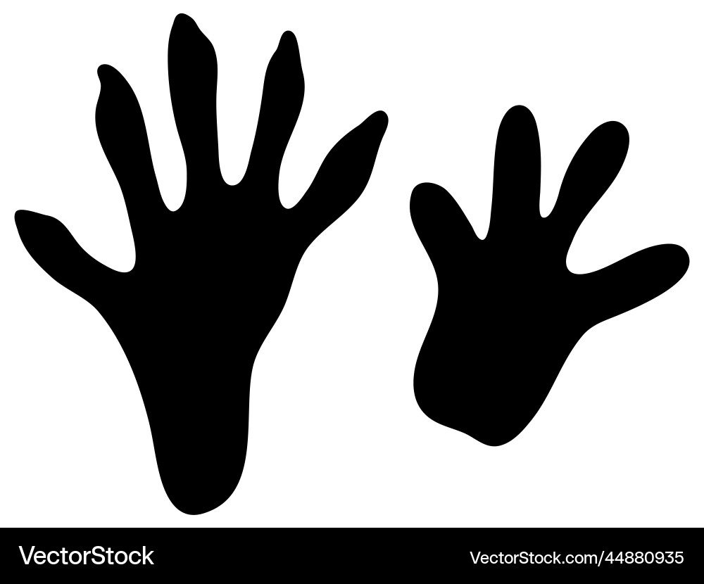 Muskrat track foot print silhouette Royalty Free Vector