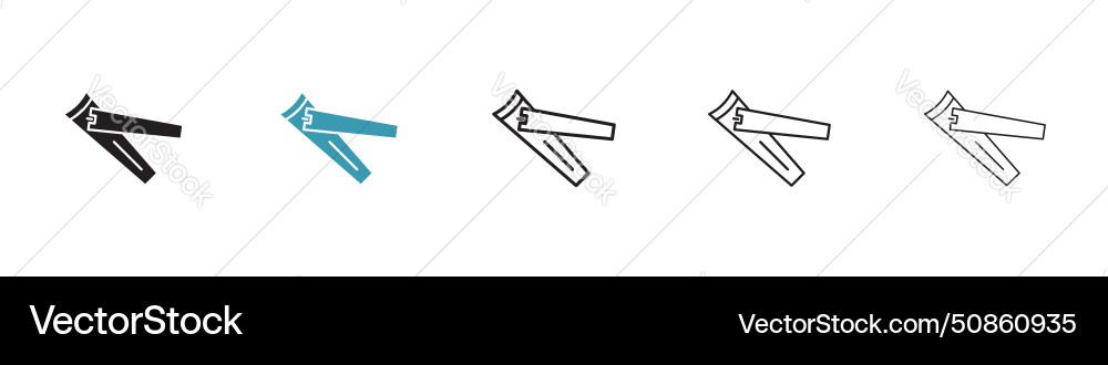 Nail clipper icon set manicure grooming Royalty Free Vector