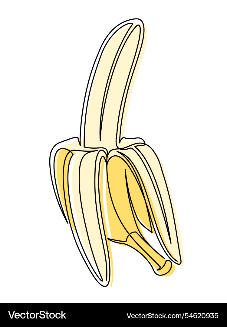 Open yellow banana line Royalty Free Vector Image
