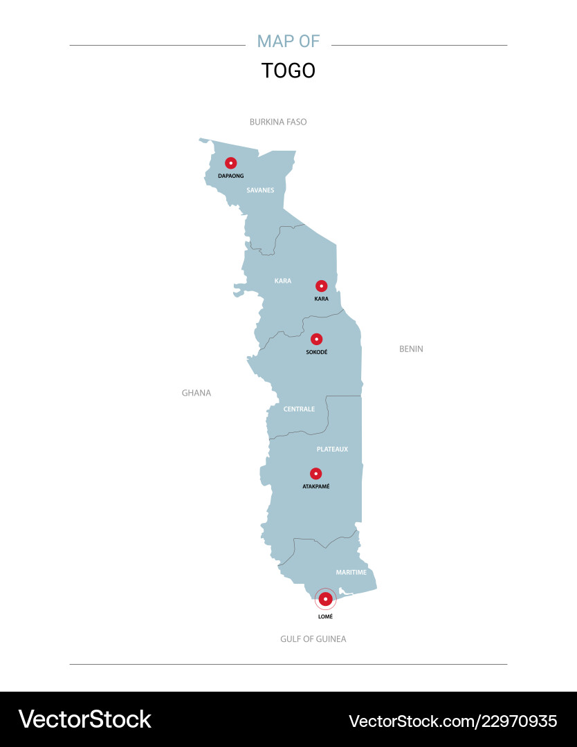 Togo map with red pin Royalty Free Vector Image