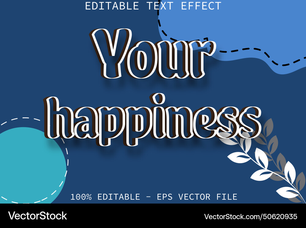 Your happiness editable text effect cartoon style Vector Image