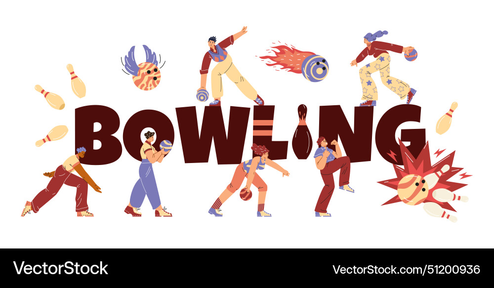 Animated bowling action scene Royalty Free Vector Image