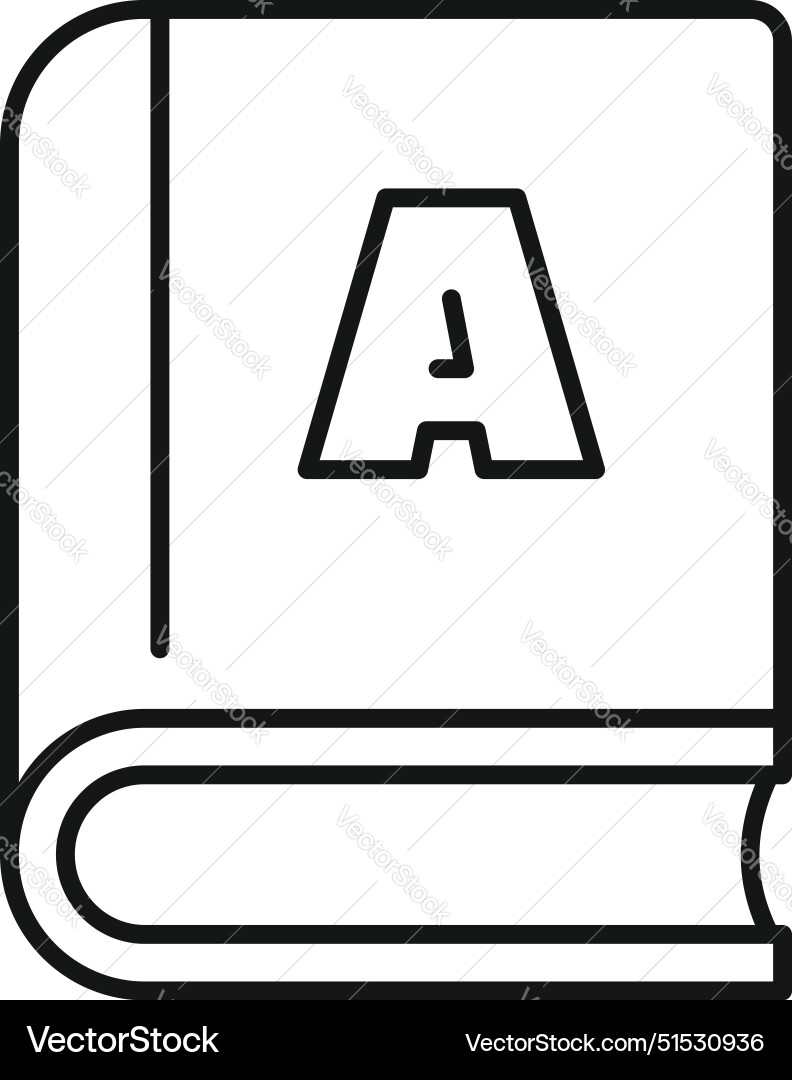 Black and white icon of book for learning Vector Image