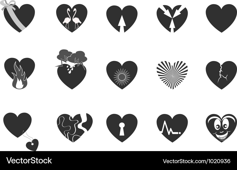 Black Heart Icon Collection Royalty Free Vector Image