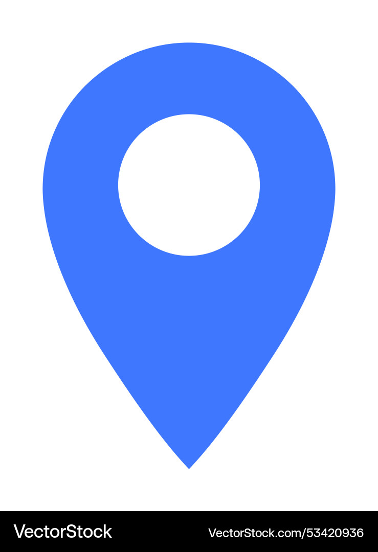 Blue map pin symbol highlighting location Vector Image