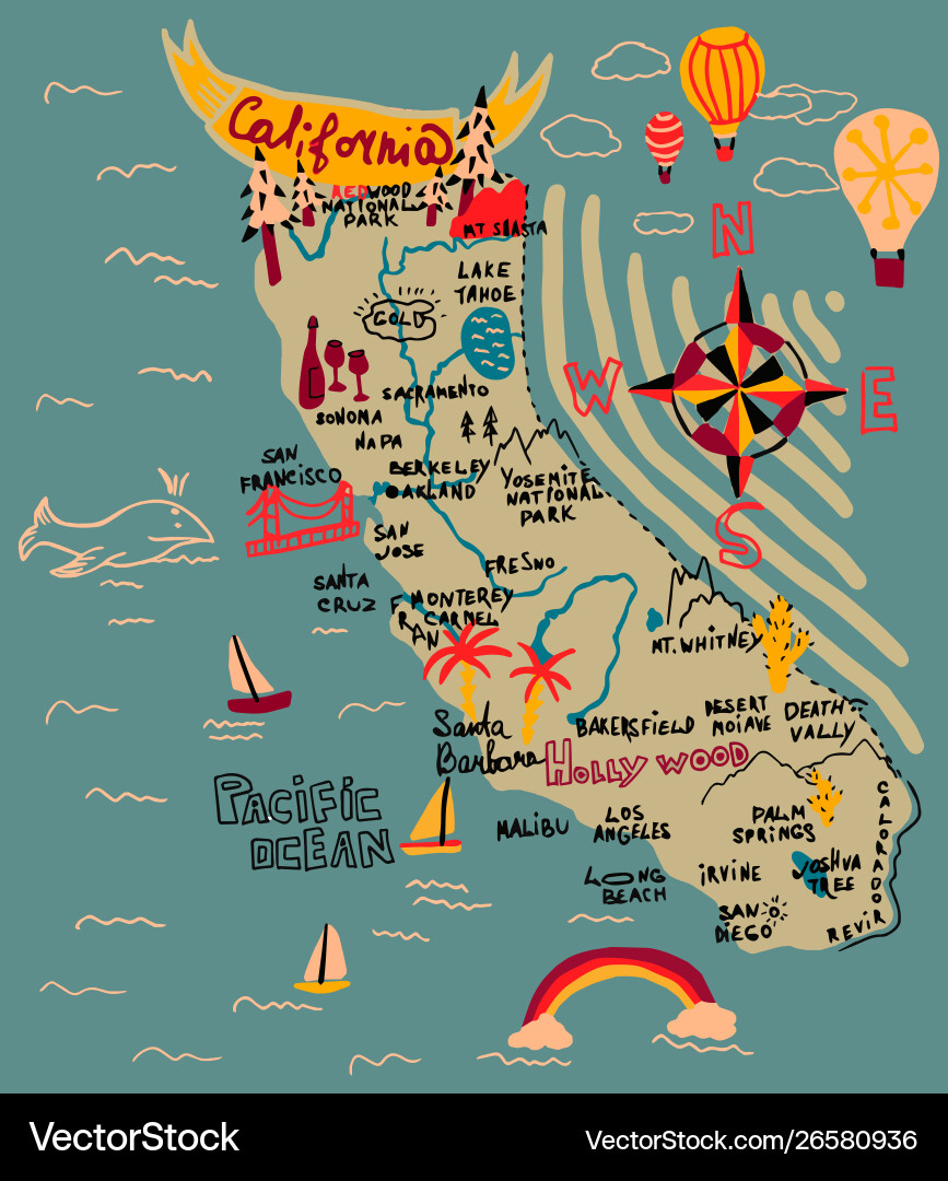 California Map - Simple & Colorful Royalty Free Vector