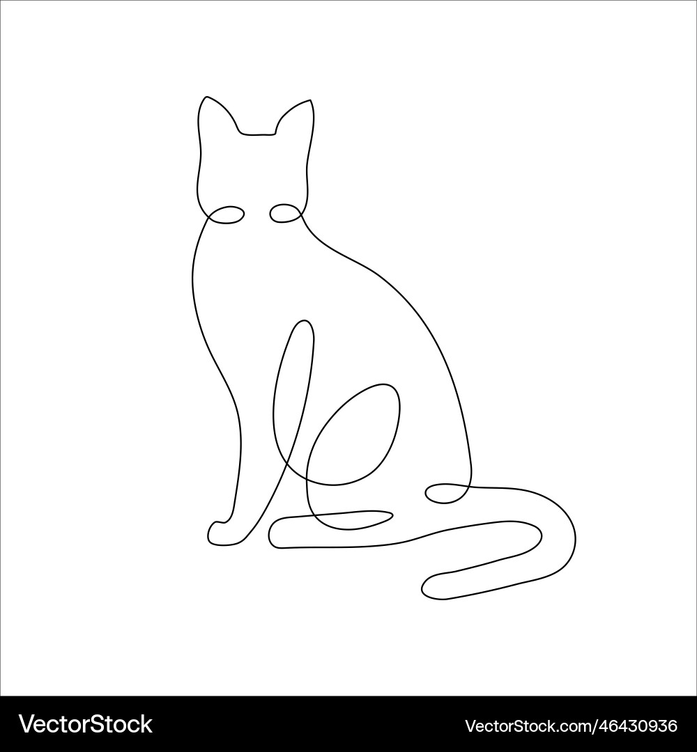 Cat one line Zeichnungskunst Lizenzfreies Vektorbild