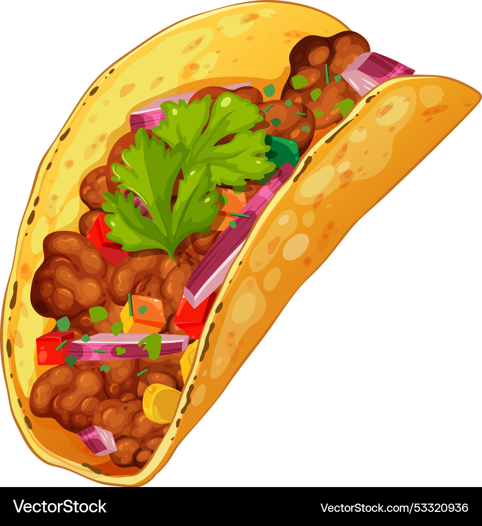 Colorful taco with fresh ingredients Royalty Free Vector