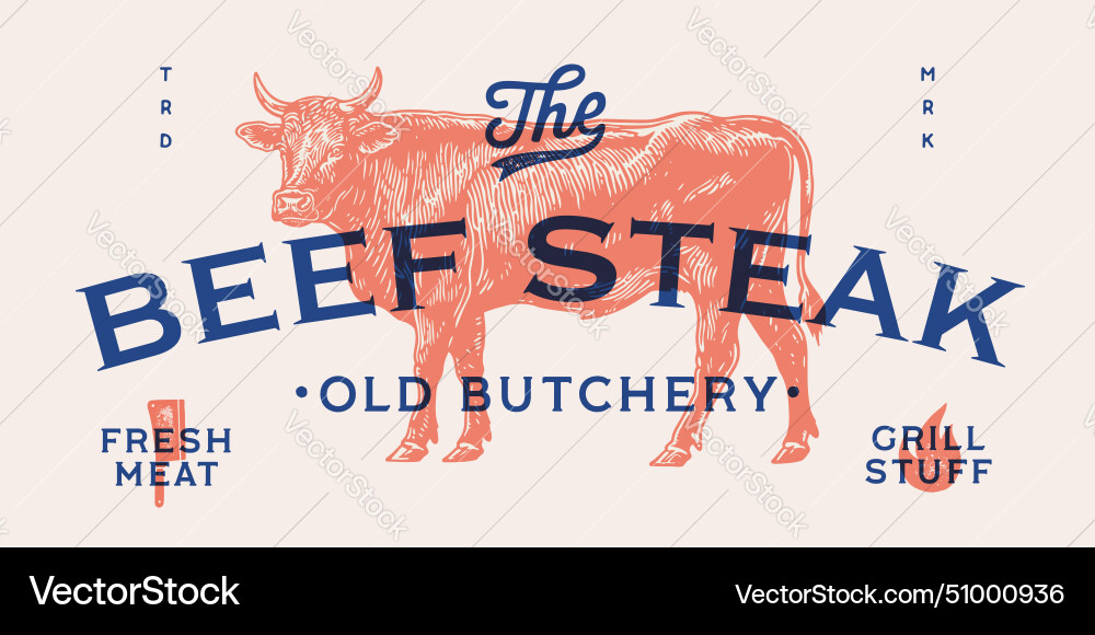 Cow bull beef meat tag label Royalty Free Vector Image