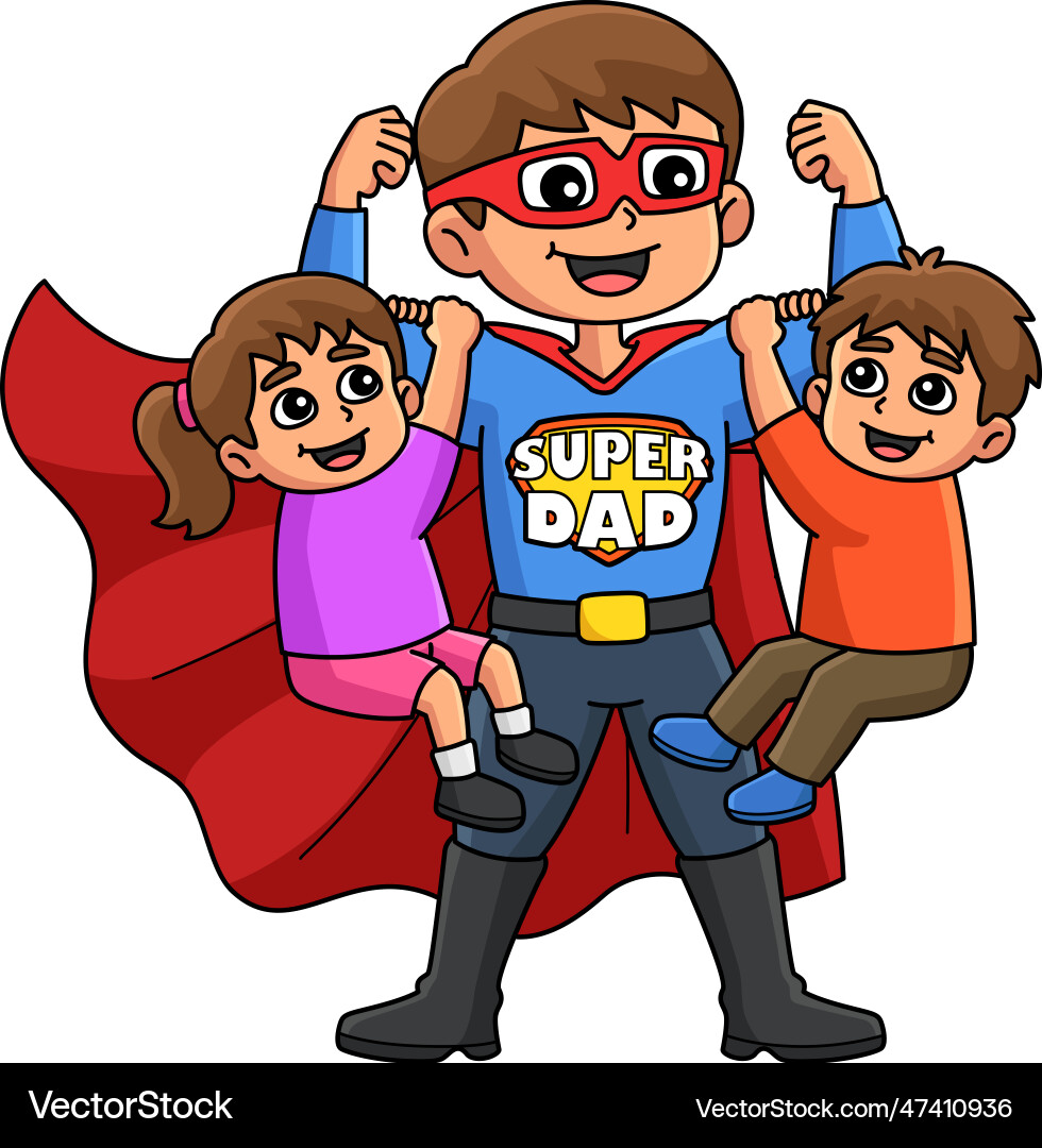 Fathers day super dad cartoon colored clipart Vector Image