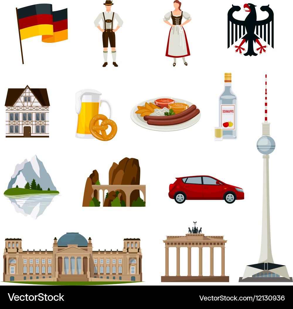 Germany flat icons collection Royalty Free Vector Image