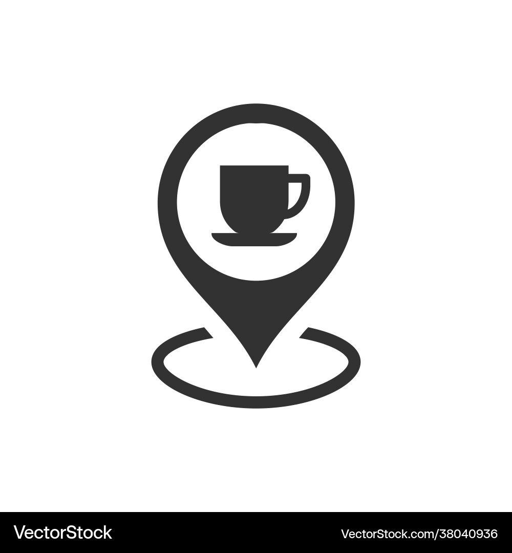 Location pin with coffee cup icon Royalty Free Vector Image