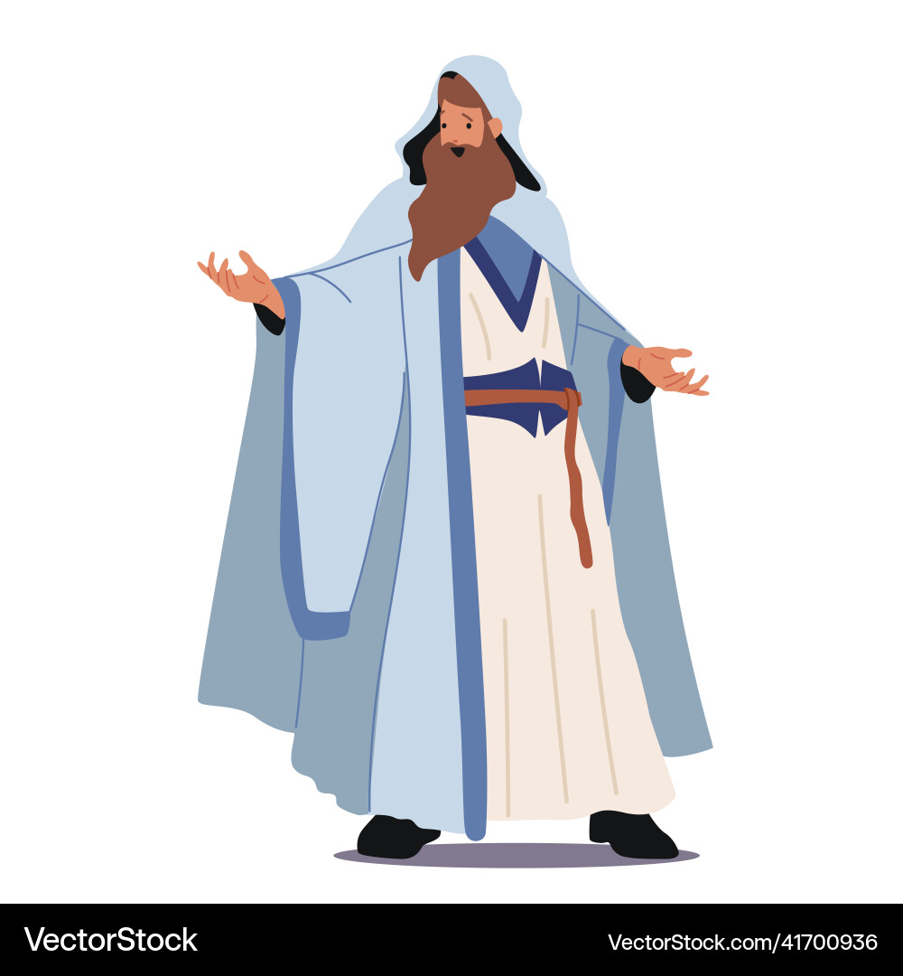 Magician wizard character wear long white robe Vector Image