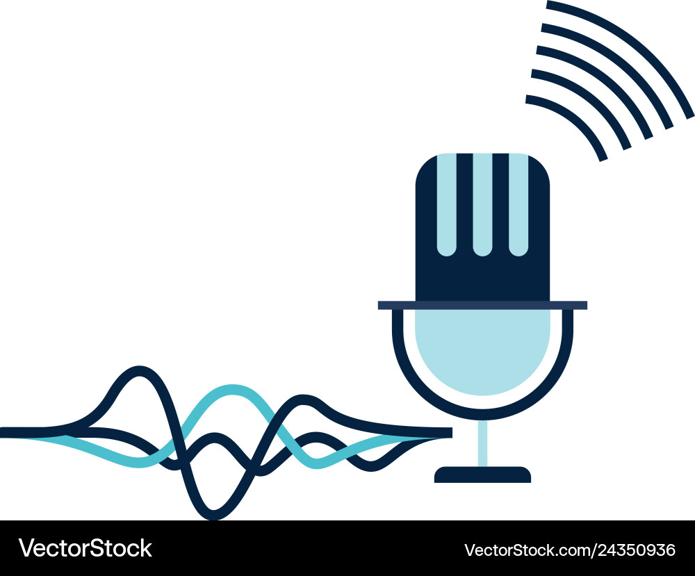 Microphone with sound wave isolated icon Vector Image
