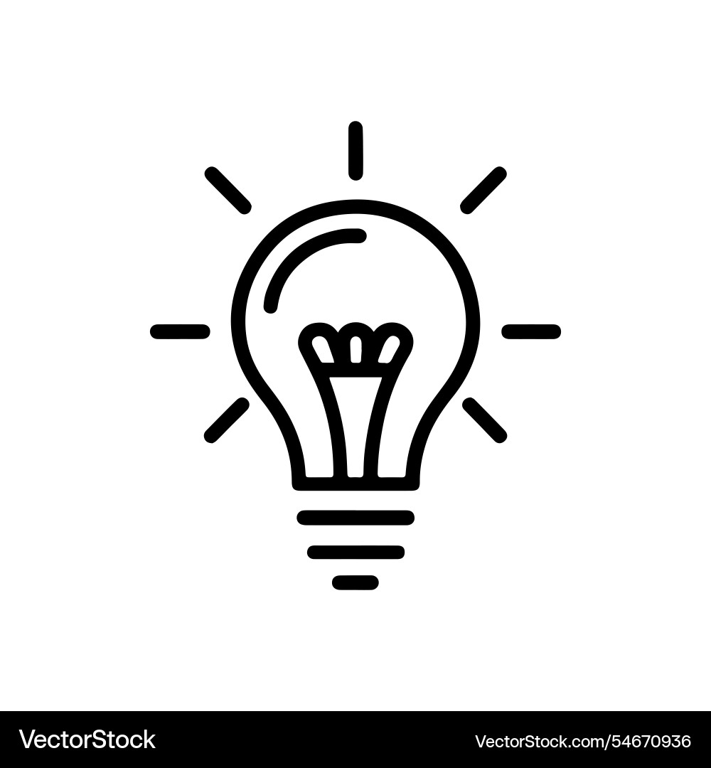 Simple black line drawing of an idea light bulb Vector Image