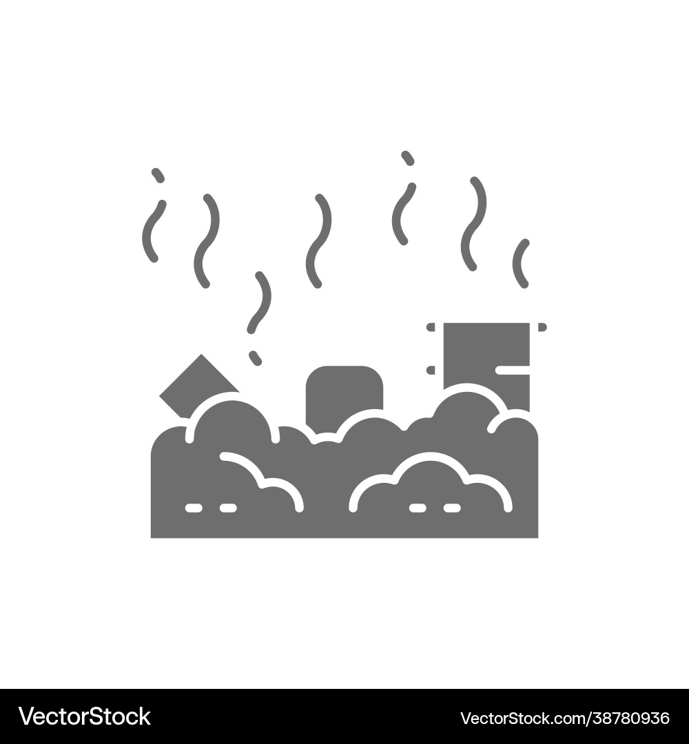 Waste landfill air pollution gray icon Royalty Free Vector