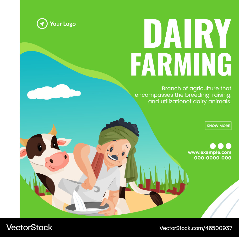 Banner design of dairy farming template Royalty Free Vector