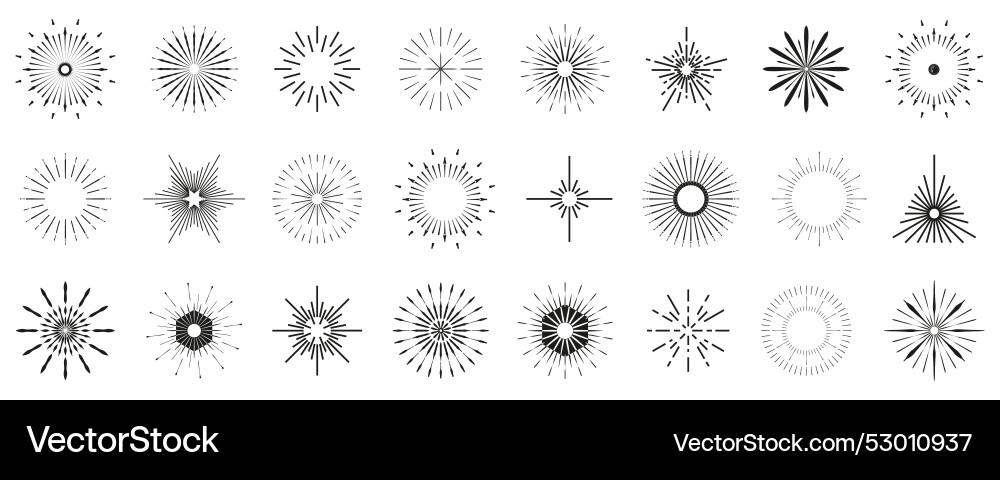 Bursting sun rays collection set of sunburst icon Vector Image