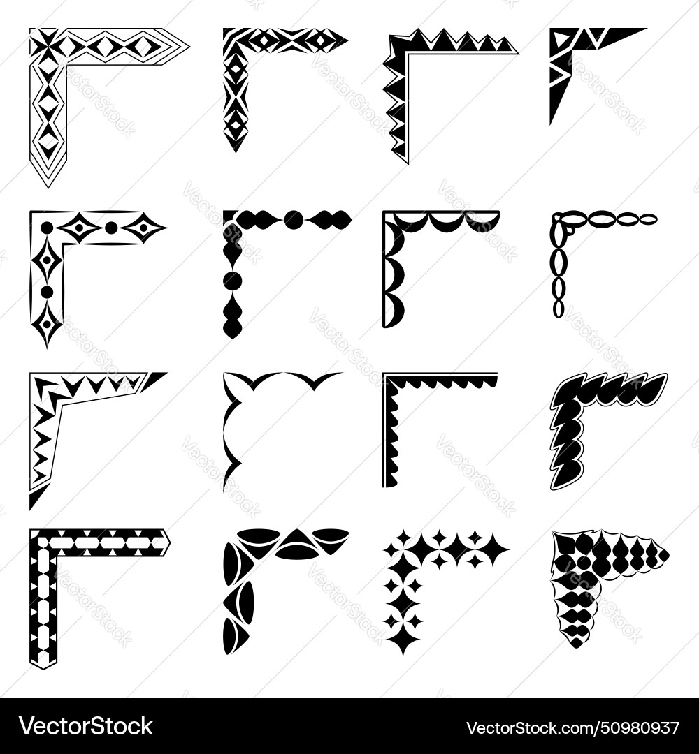 Collection of design elements of corners Vector Image