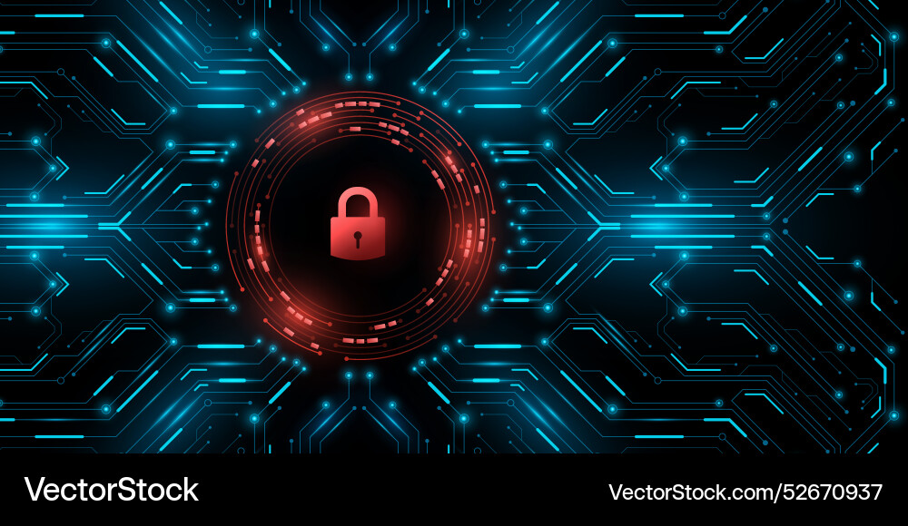 Cybersecurity touch panel with locked system Vector Image